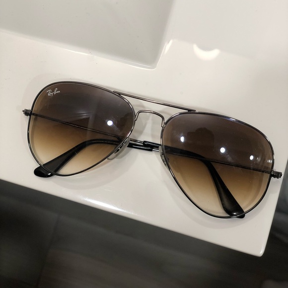 Ray-Ban | Accessories | Ray Ban Aviators Brown Gradient Steel | Poshmark